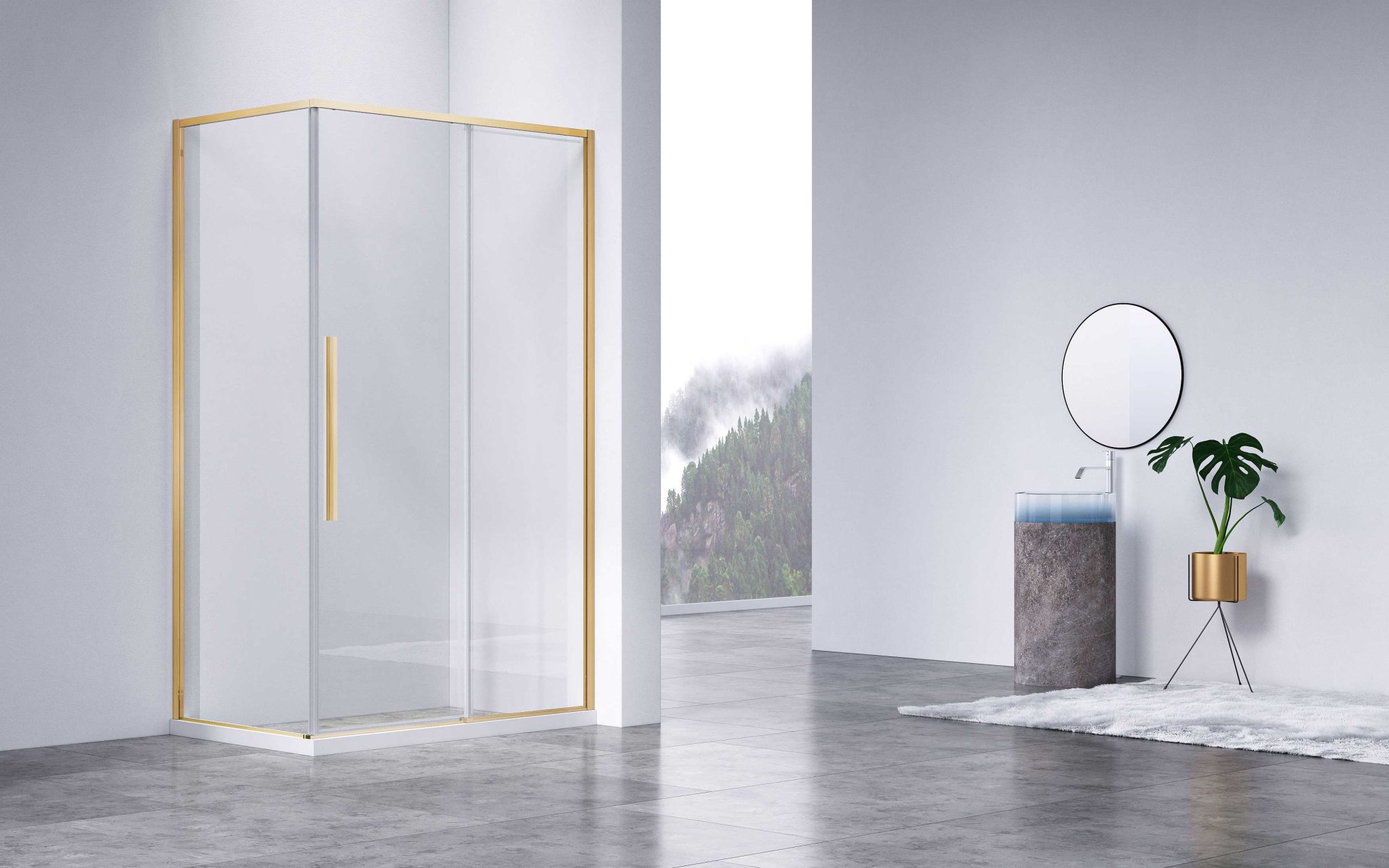 Душевой уголок Slim-N VSR-4SN, брашированное золото, стекло прозрачное | Vincea - Сайт ...